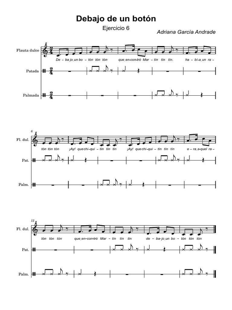 Partitura de "Debajo de un botón" | PDF