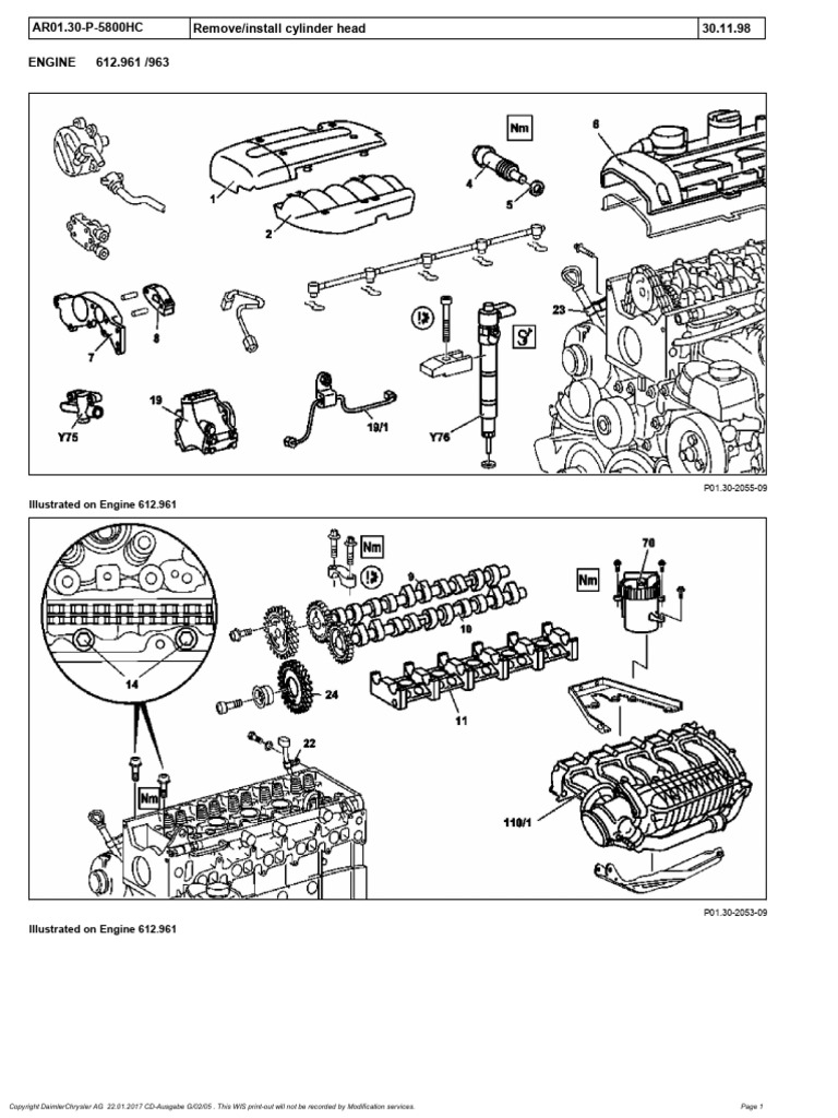 Om612 Remove Install Cylinder Head | PDF | Internal Combustion Engine ...