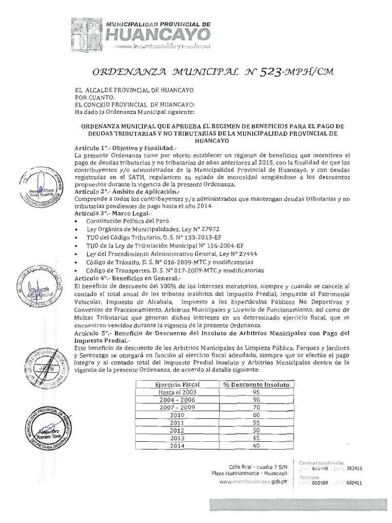 Ordenanza Municpal 523 | PDF
