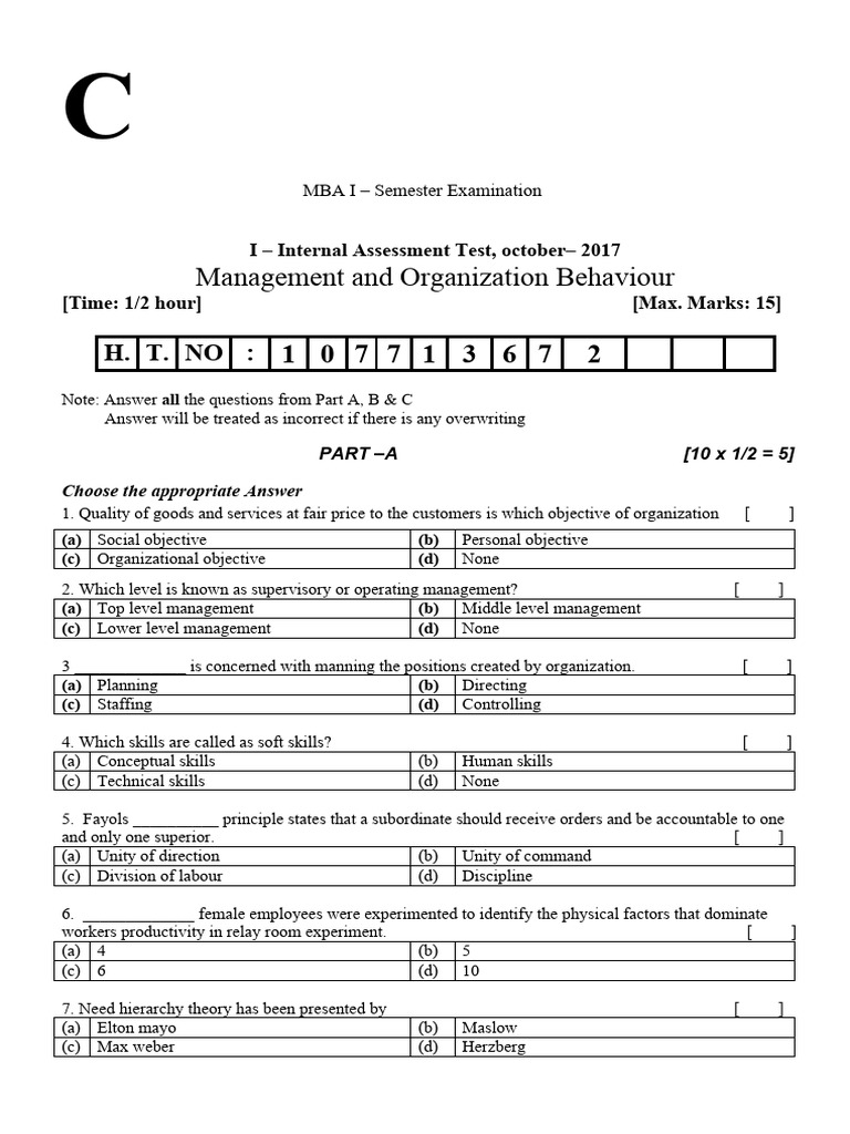 MOB Sec C | PDF | Organizational Behavior | Behavioural Sciences