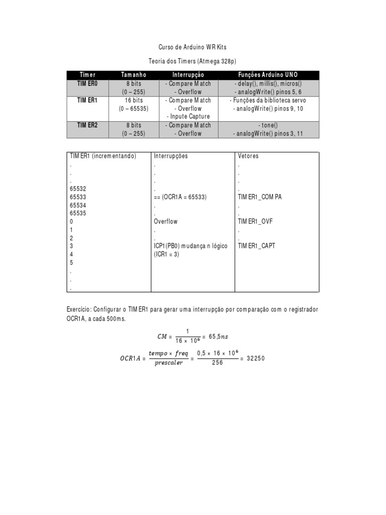 Curso de Arduino WR Kits Timers | PDF