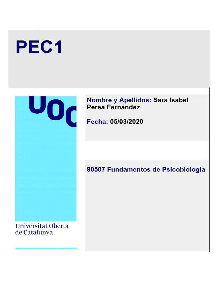 PEC1 | PDF | Sinapsis | Neurona