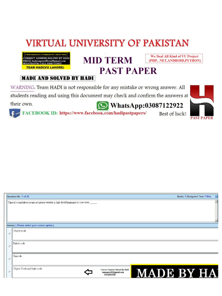 CS606 MIDTERM FILE 1 SOLVED BY TEAM HADI Download From | PDF