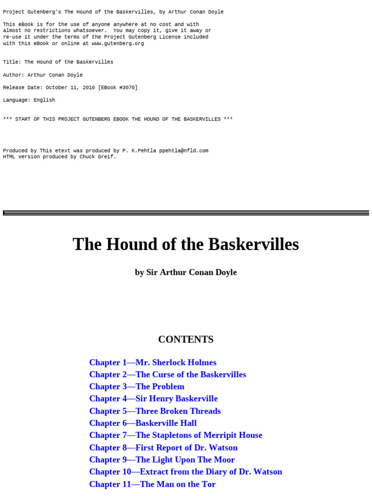 Hound of The Baskervilles | PDF | The Hound Of The Baskervilles | Dr ...