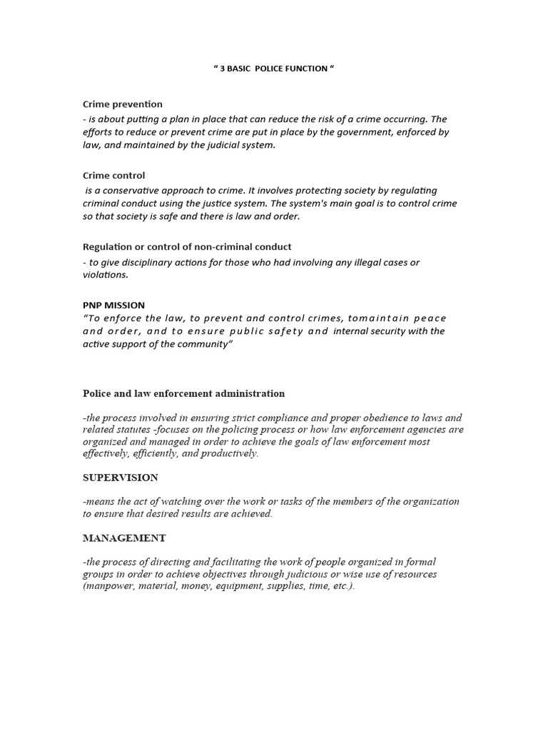 3 Basic Police Function | PDF | Police | Crimes