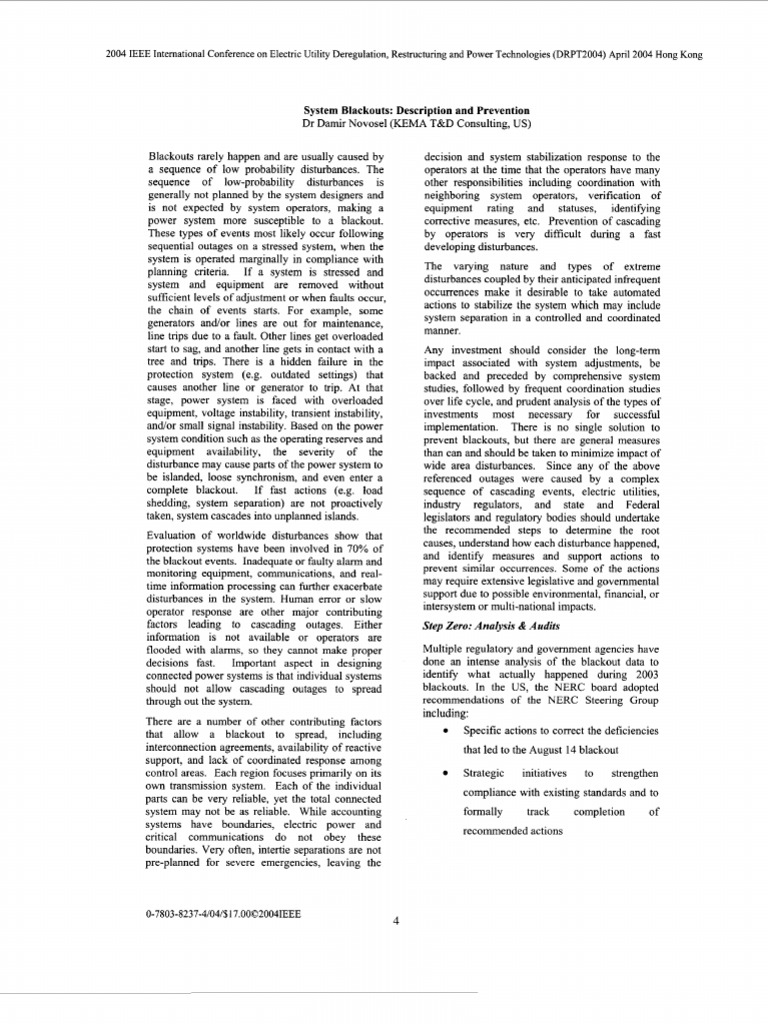 System Blackouts: Description and Prevention | PDF | Electric Power ...