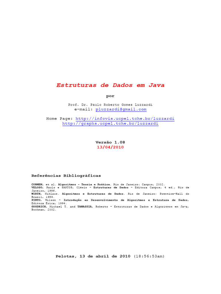 Estruturas de Dados em Java | PDF | Tipo de dados | Estrutura de dados