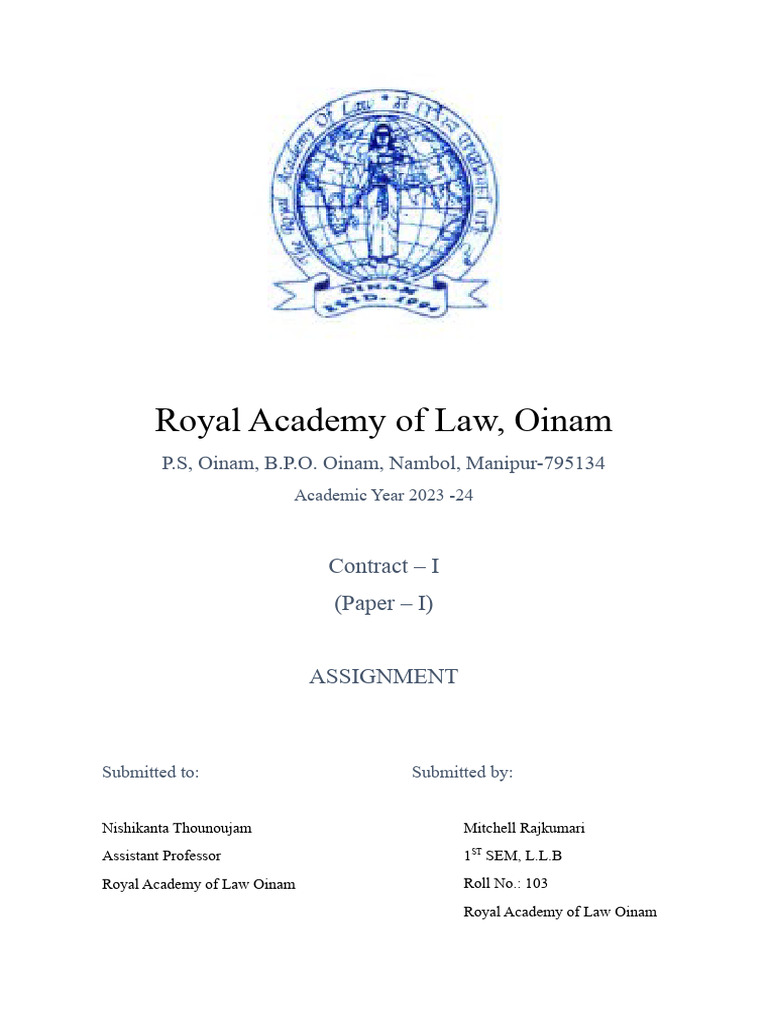 Law Assignment First Page | PDF