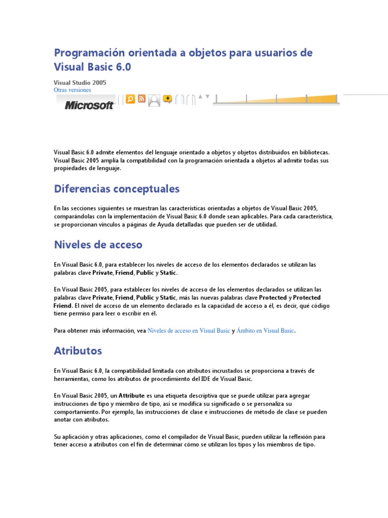 Visual Basic: De VB6.0 a VB2005 | PDF | Básico | Objeto (informática)