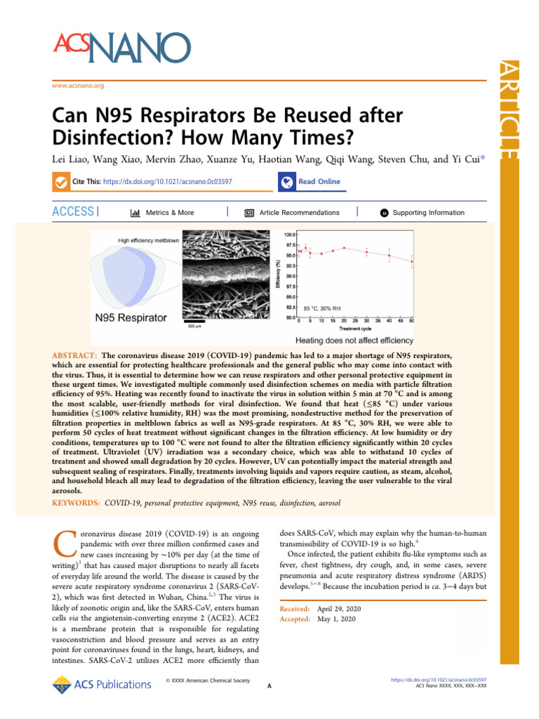 Can N95 Respirators Be Reused After Desinfection-How Many Times | PDF