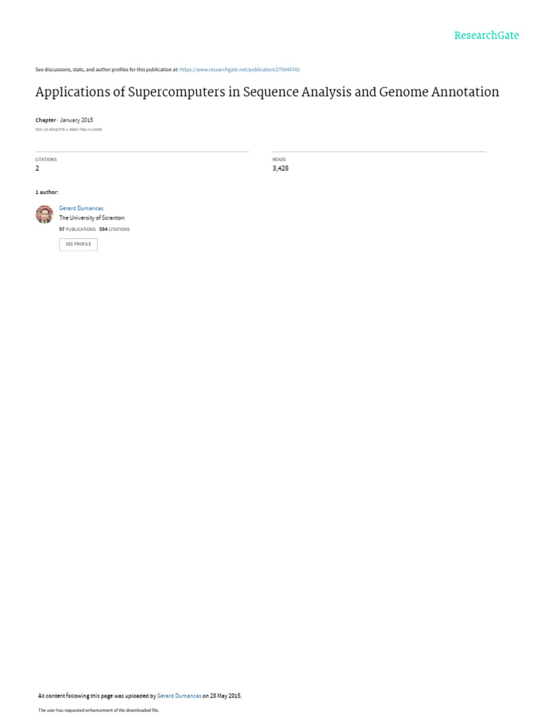 Applications of Supercomputers in Sequence Analysis and Genome ...