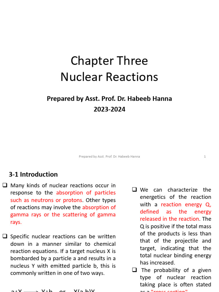 Advance Chapter 3 Nuclear Reaction | PDF