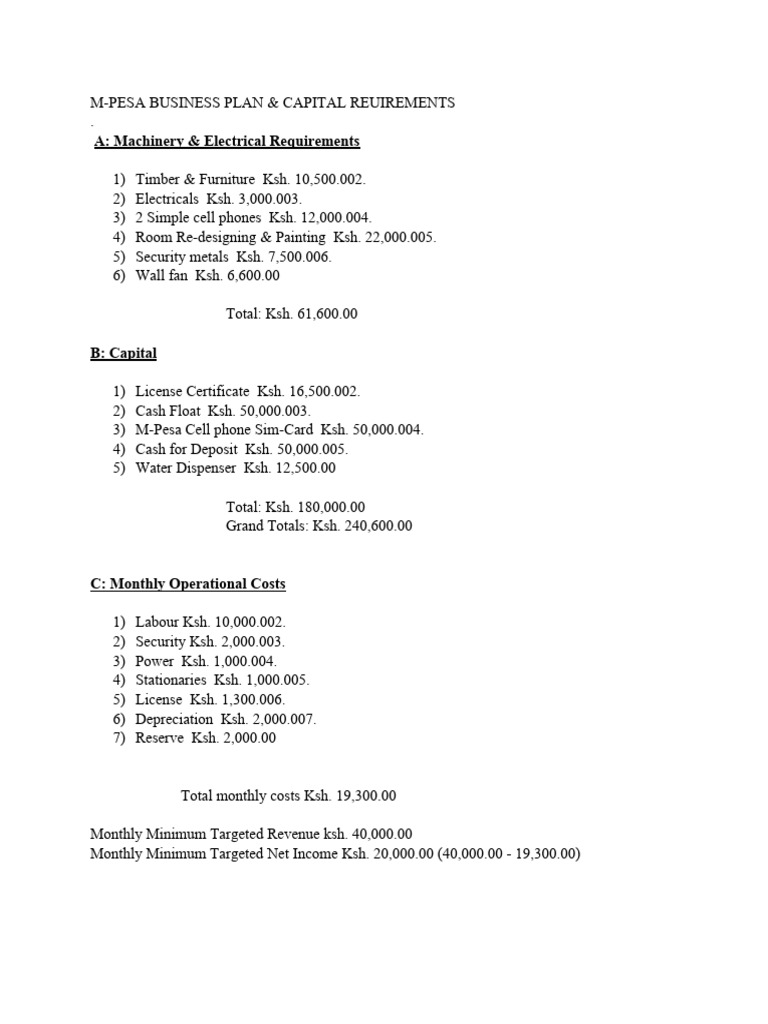 M-Pesa Business Plan | PDF