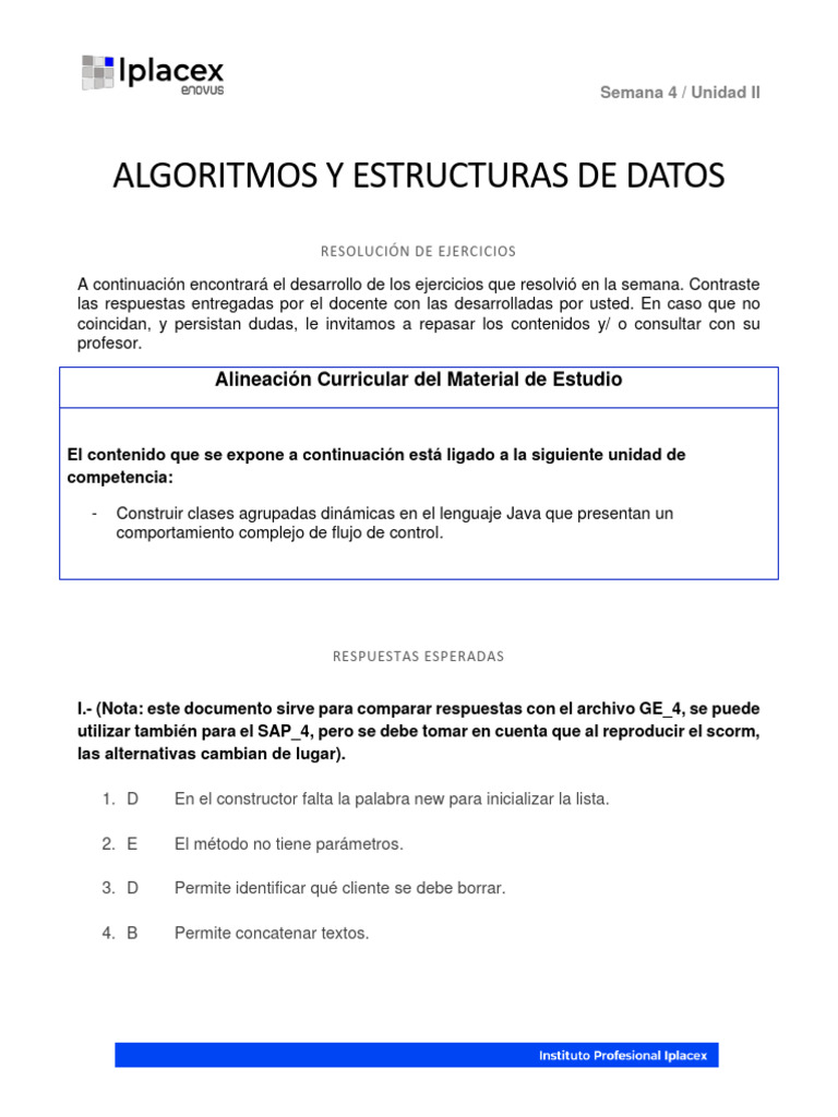 Algoritmos Y Estructuras de Datos: Alineación Curricular Del Material de Estudio | PDF ...