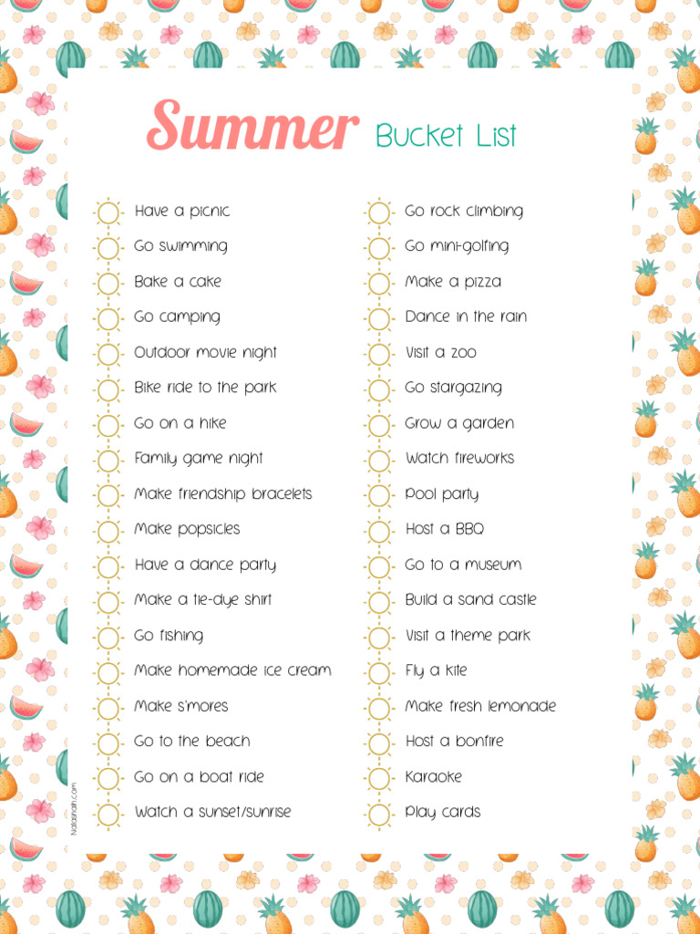 Summer Bucket List | PDF