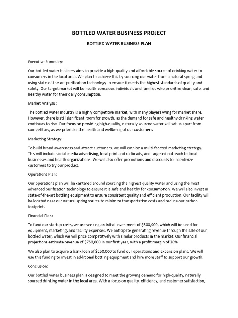 Bottled Water Business Project | PDF