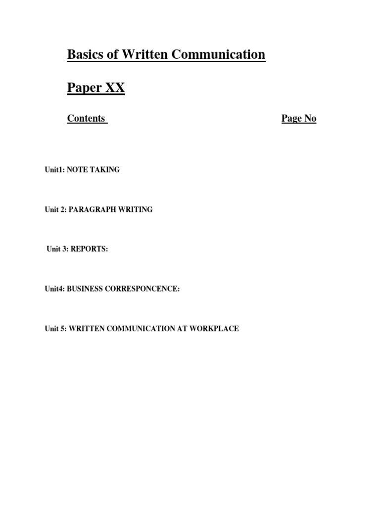 Notes On Written Communication | PDF | Focus Group | Paragraph