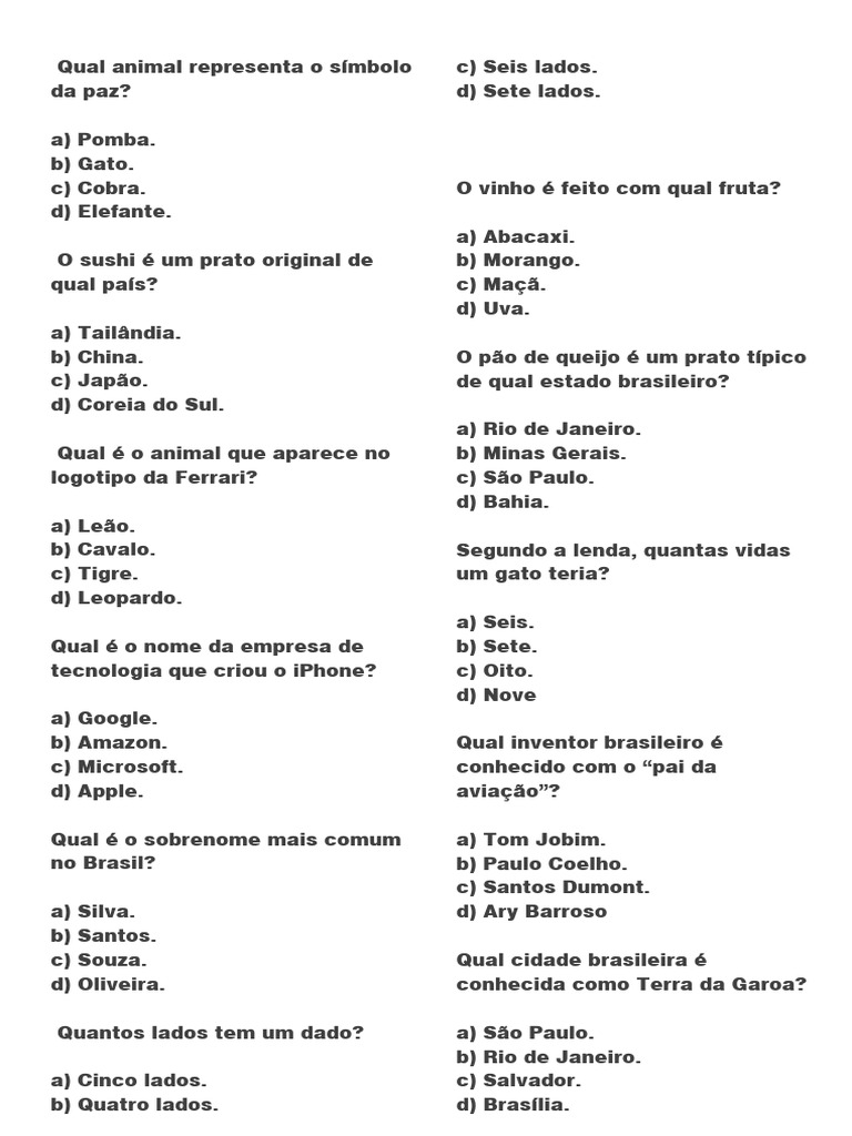 Animal que representa a paz | PDF | Brasil | Brasileiros