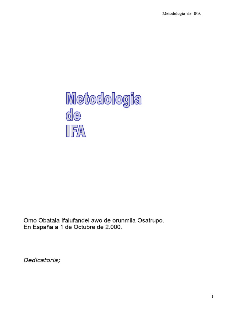 Libro Metodologia de Ifa - Ifalufandei | PDF