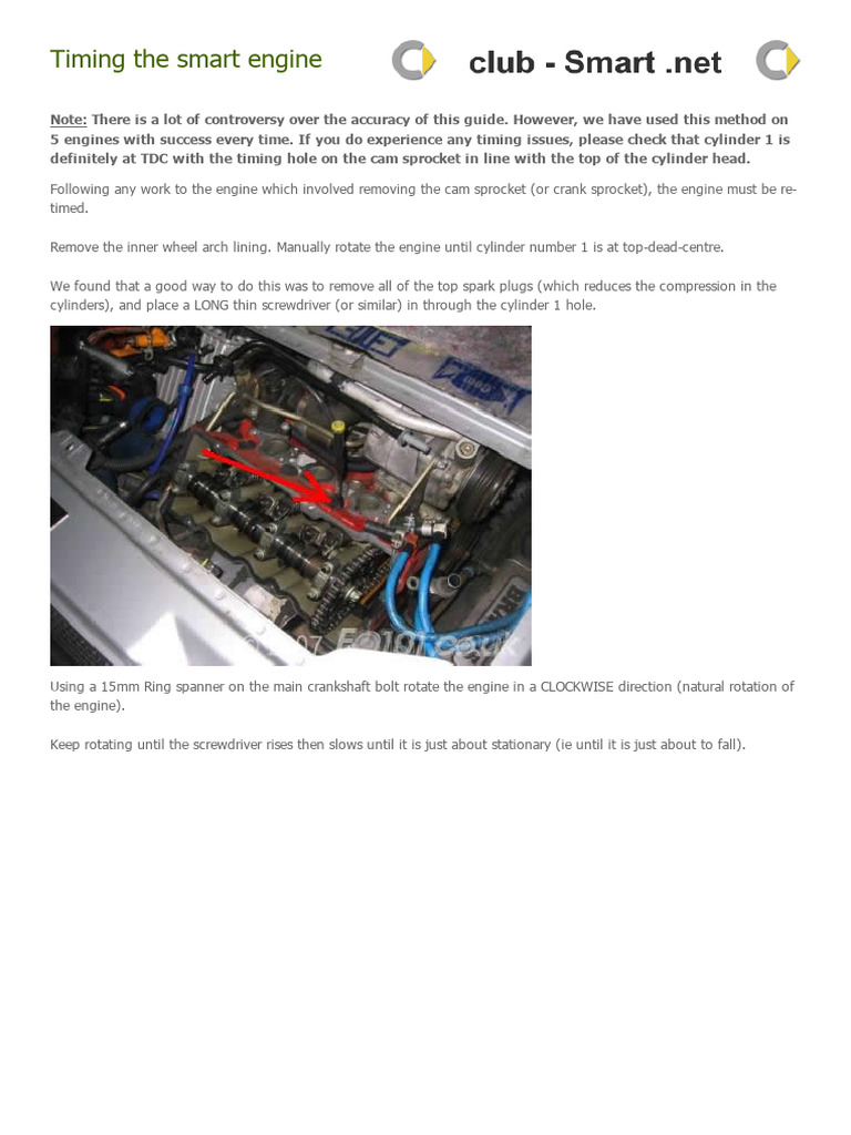 Timing The Smart Engine | PDF | Vehicle Parts | Transportation Engineering