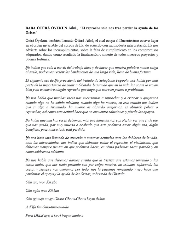 ÒTÚRÁ ÒYEKÚN Aíkú | PDF