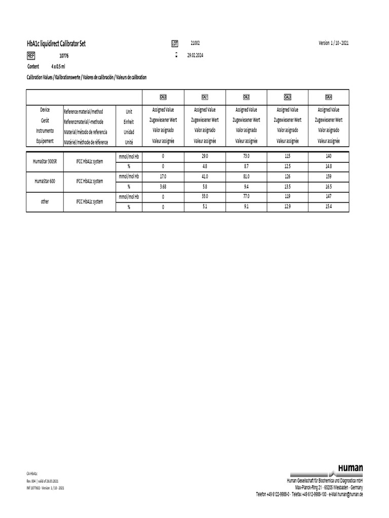 Ca-Hba1c 21002 | PDF
