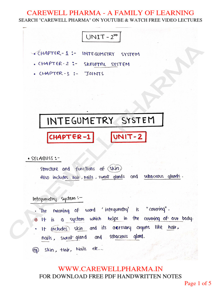 Chapter 1, Unit 2, Human Anatomy and Physiology 1, B Pharmacy 1st Sem, Carewell Pharma | PDF ...