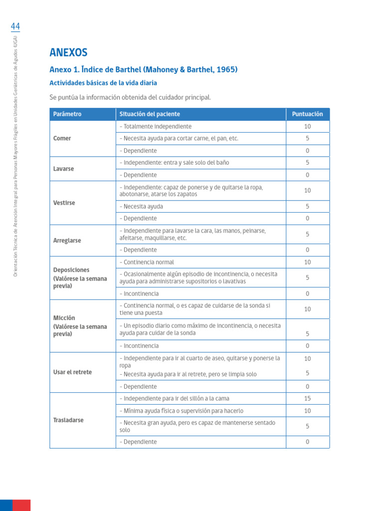 Escala de Barthel para Personas Mayores | PDF