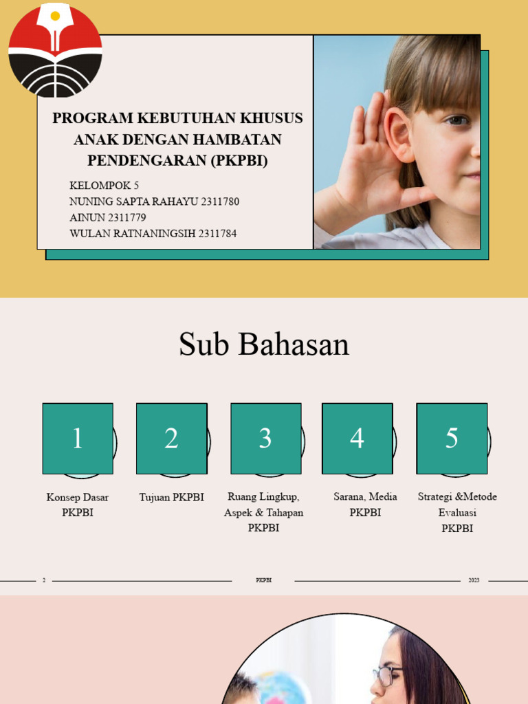 Slide Presentasi Program Khusus PKPBI Bagi Anak Dengan Hambatan Pendengaran | PDF | Seni ...