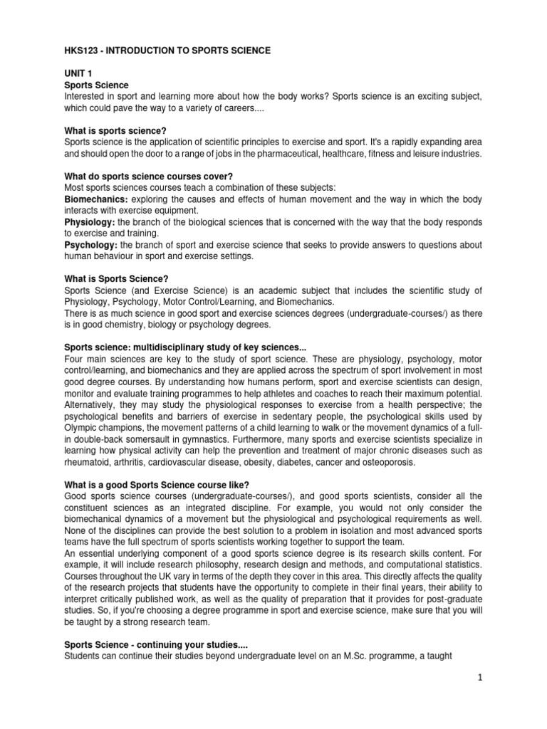 Introduction to Sports Science | PDF | Mitosis | Fitness (Biology)