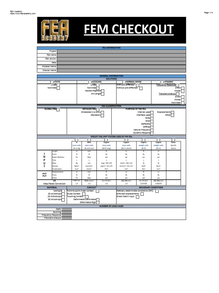 FEA Academy - FEM Checkout Form | PDF