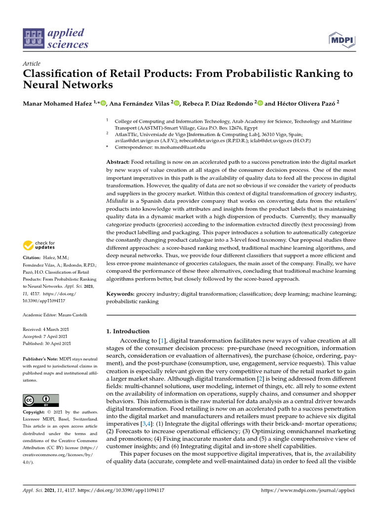 Classification of Retail Products From Probabilist | PDF | Deep Learning | Product (Business)
