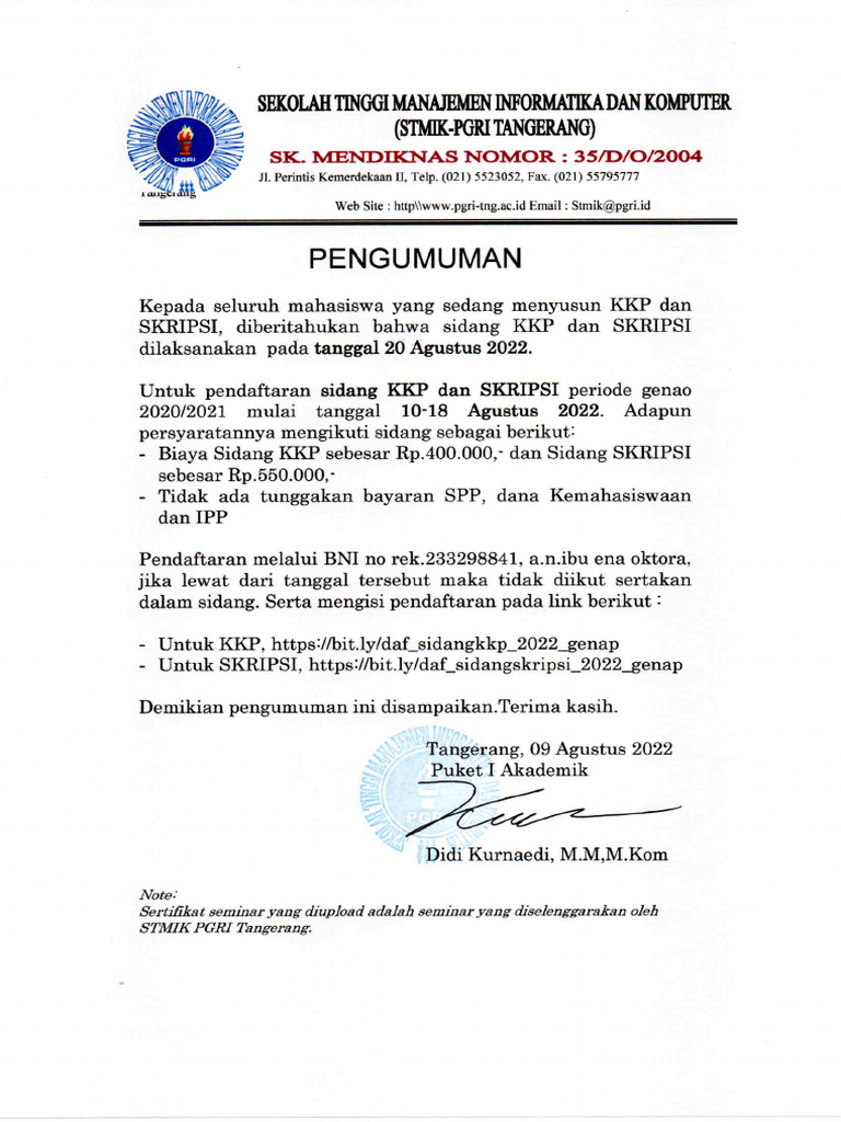 Contoh KKP Dan Skripsi | PDF