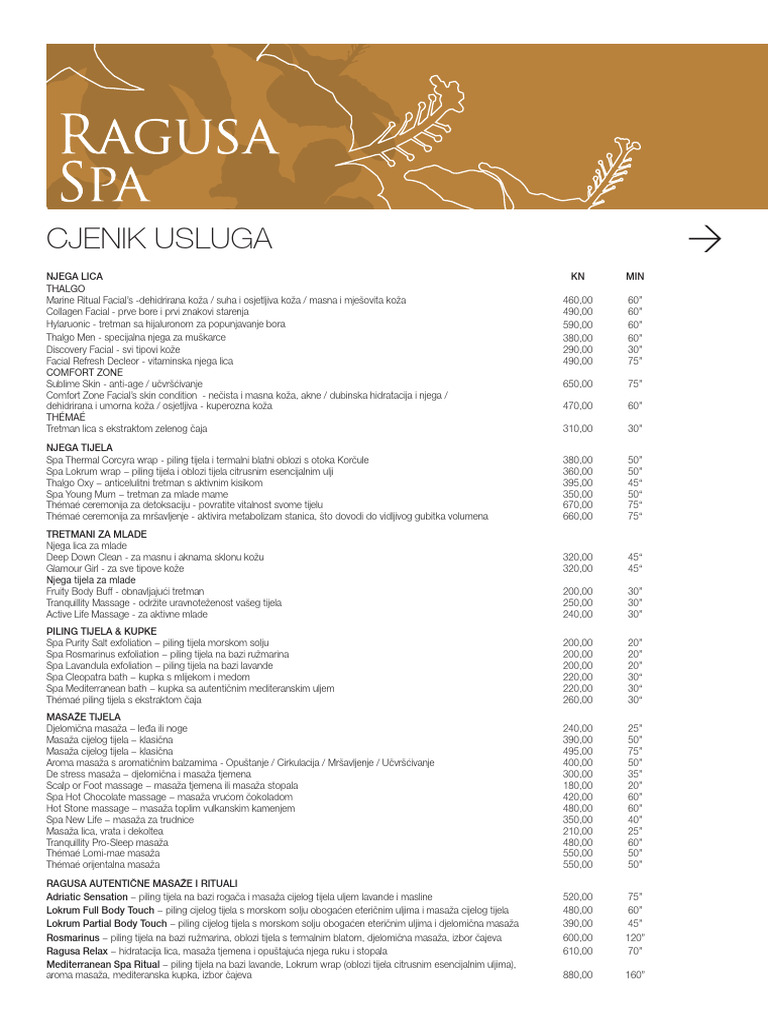 Ragusa Spa Cjenik 1 | PDF