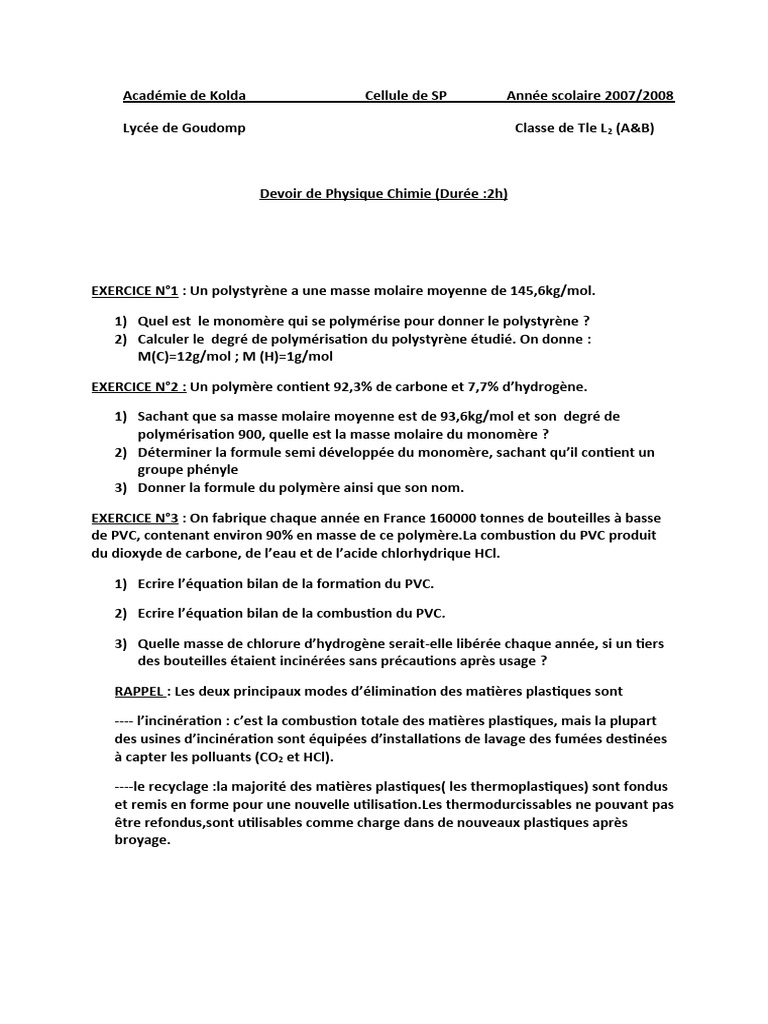 Devoir TL2. | PDF