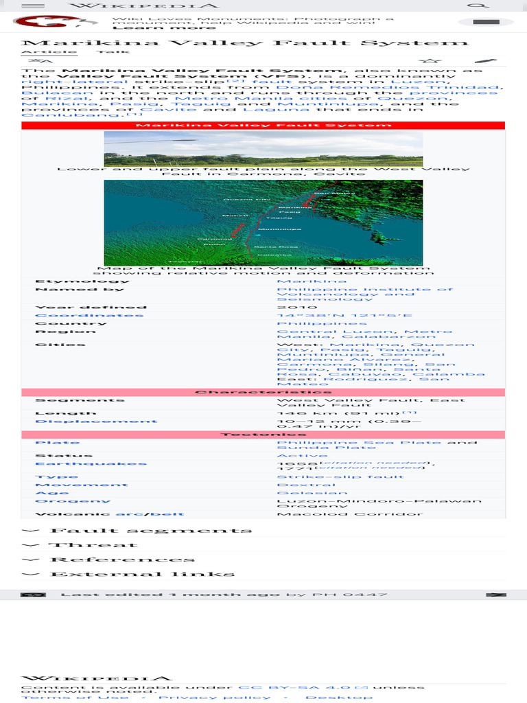 Marikina Valley Fault System - Wikipedia | PDF | Fault (Geology) | Geology