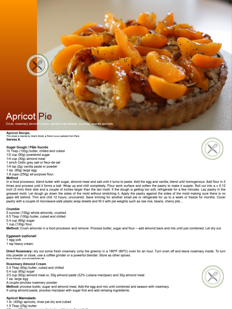 Apricot Pie Recipe | PDF | Flour | Breads
