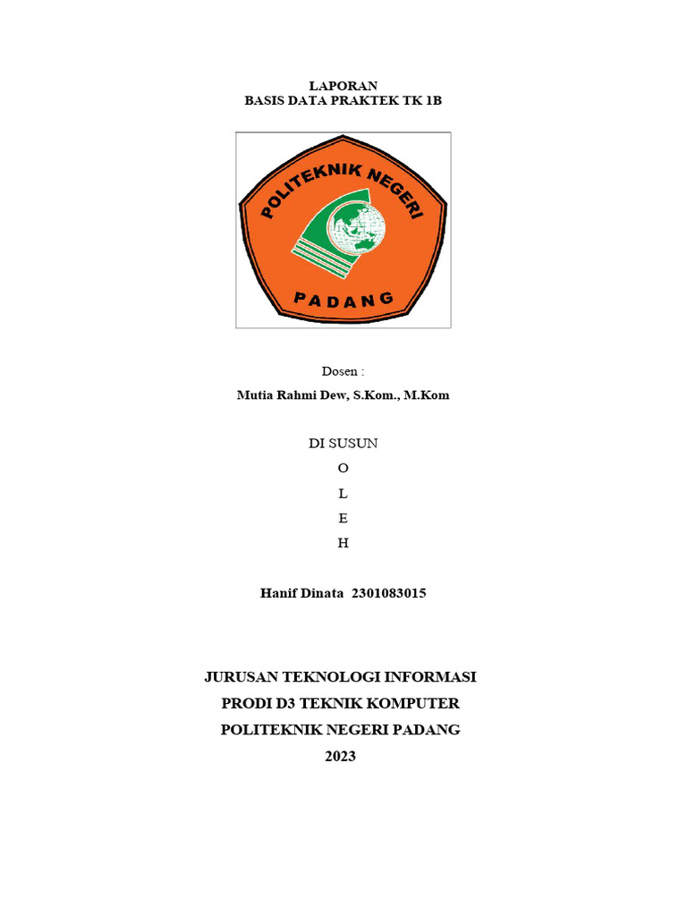 Laporan Praktek Basdat - Hanif Dinata 2301083015 | PDF