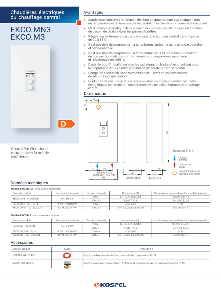 Fiche Technique Kospel EKCO - MN3 | PDF