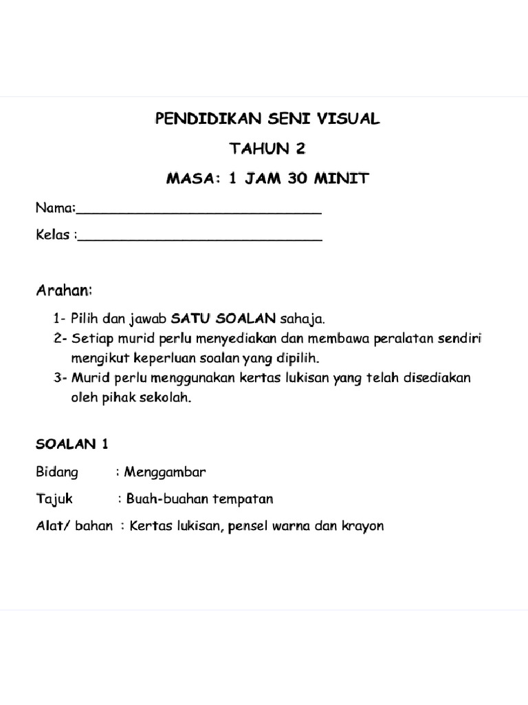 Ujian PSV Tahun 2 | PDF