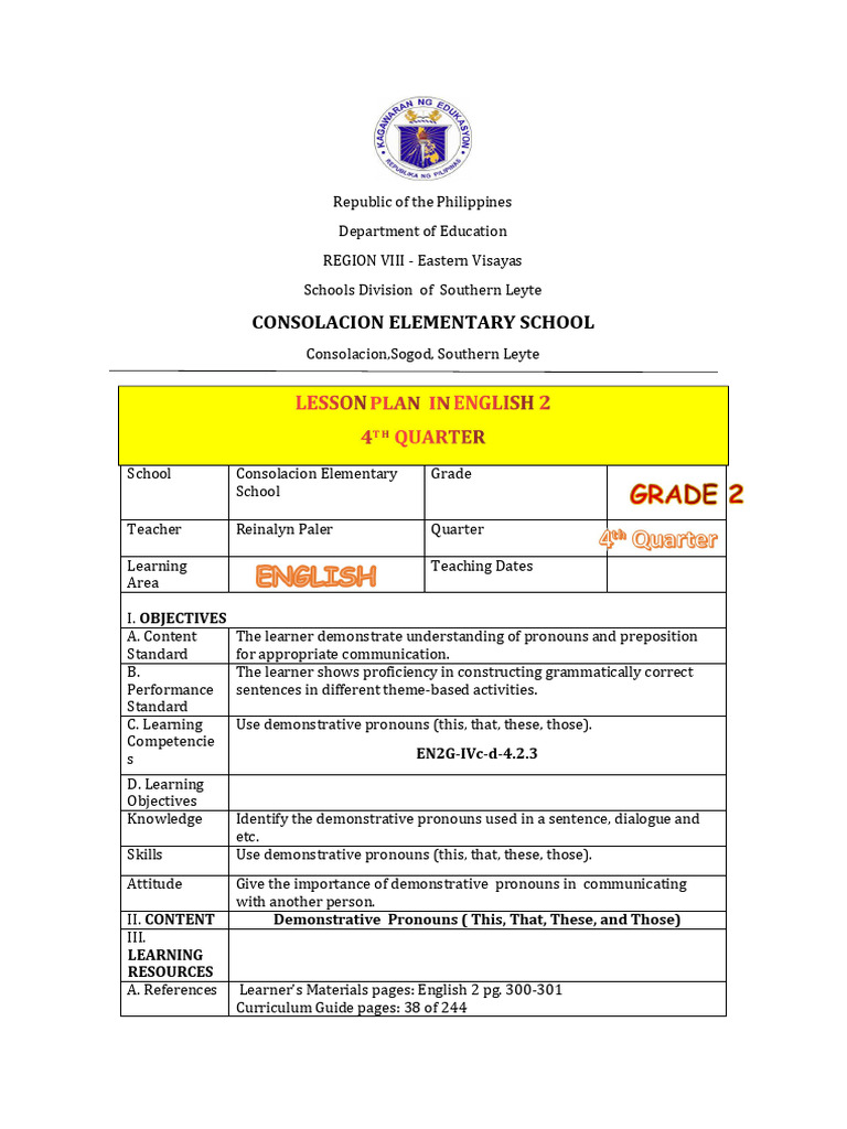 Grade 2 - LP (ENGLISH) 3 | PDF | Learning | Plural