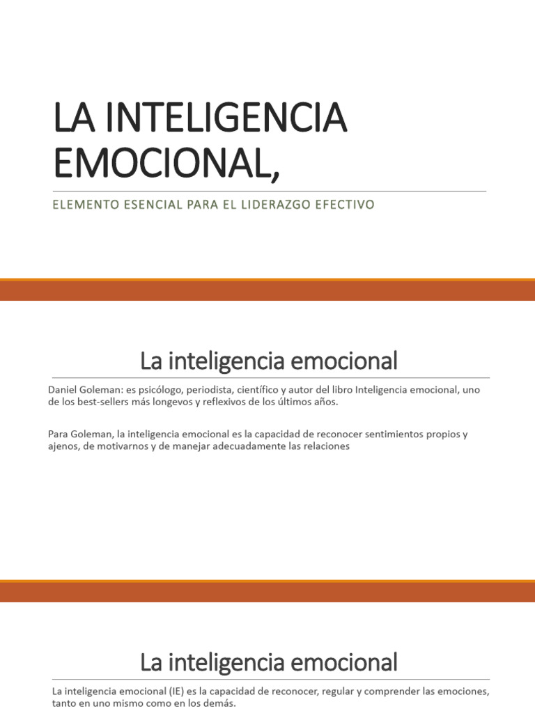 Modulo 4 LA INTELIGENCIA EMOCIONAL, ELEMENTO ESENCIAL PARA EL LIDERAZGO EFECTIVO | PDF ...