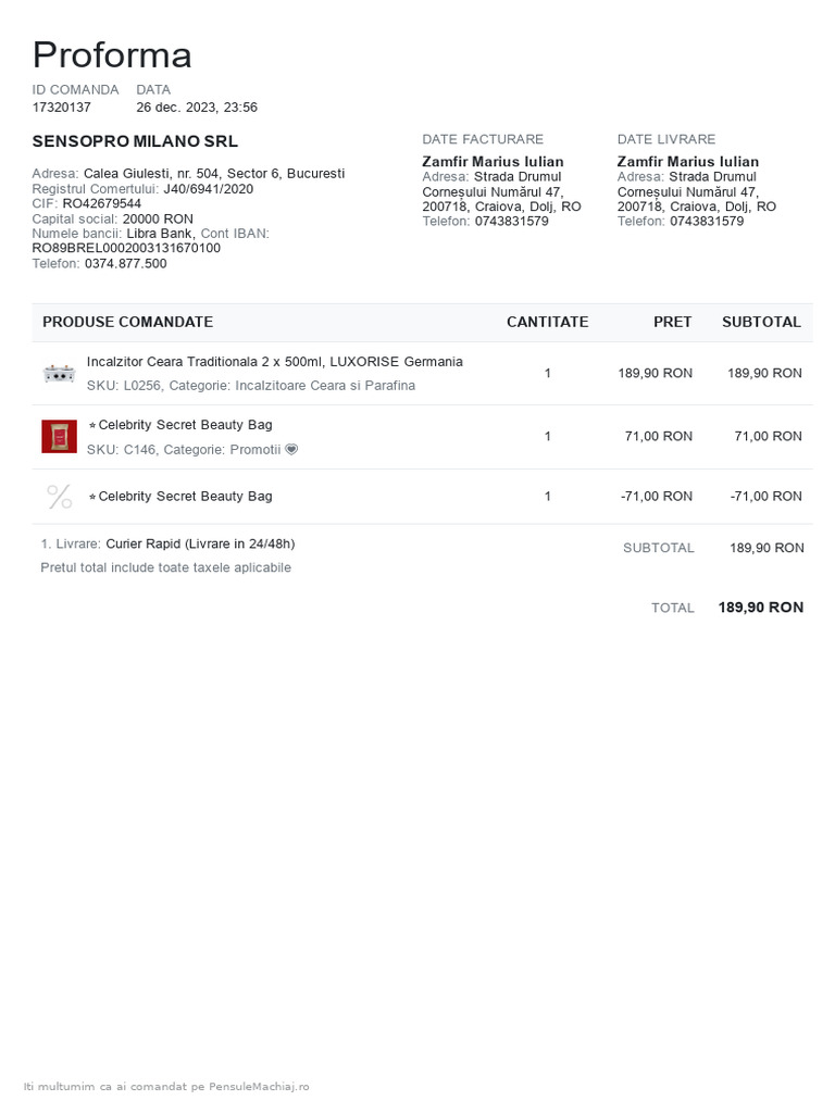 Proforma 17320137 | PDF