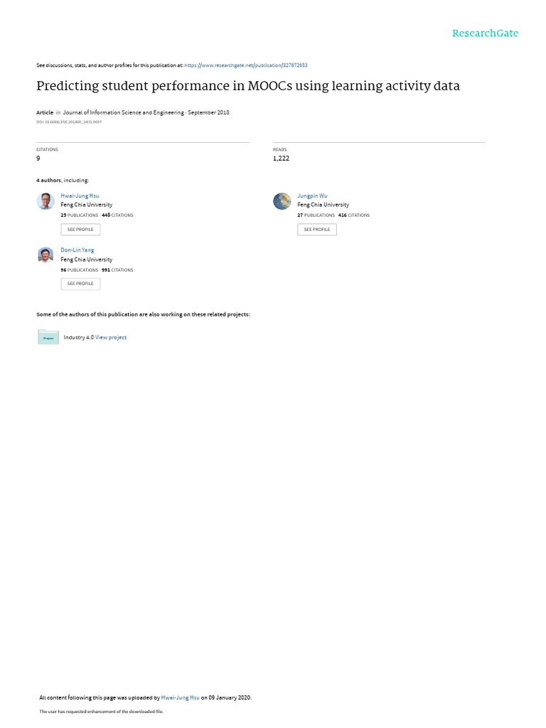 Predicting Student Performance in Moocs Using Learning Activity Data | Download Free PDF ...