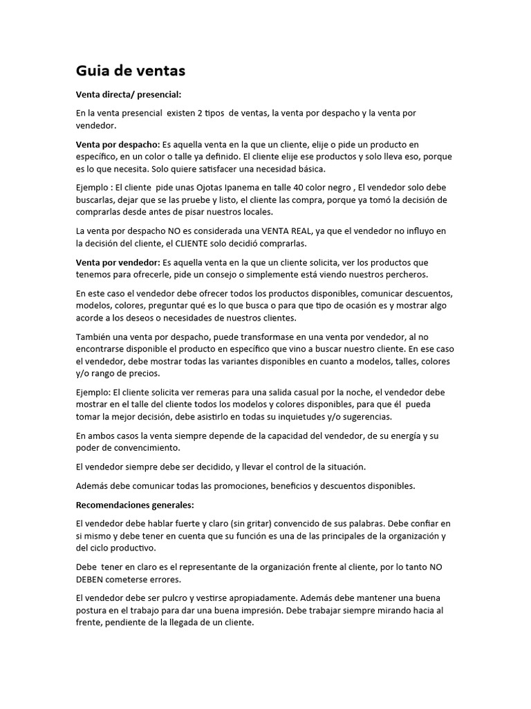 Guia Rapida de Ventas | PDF