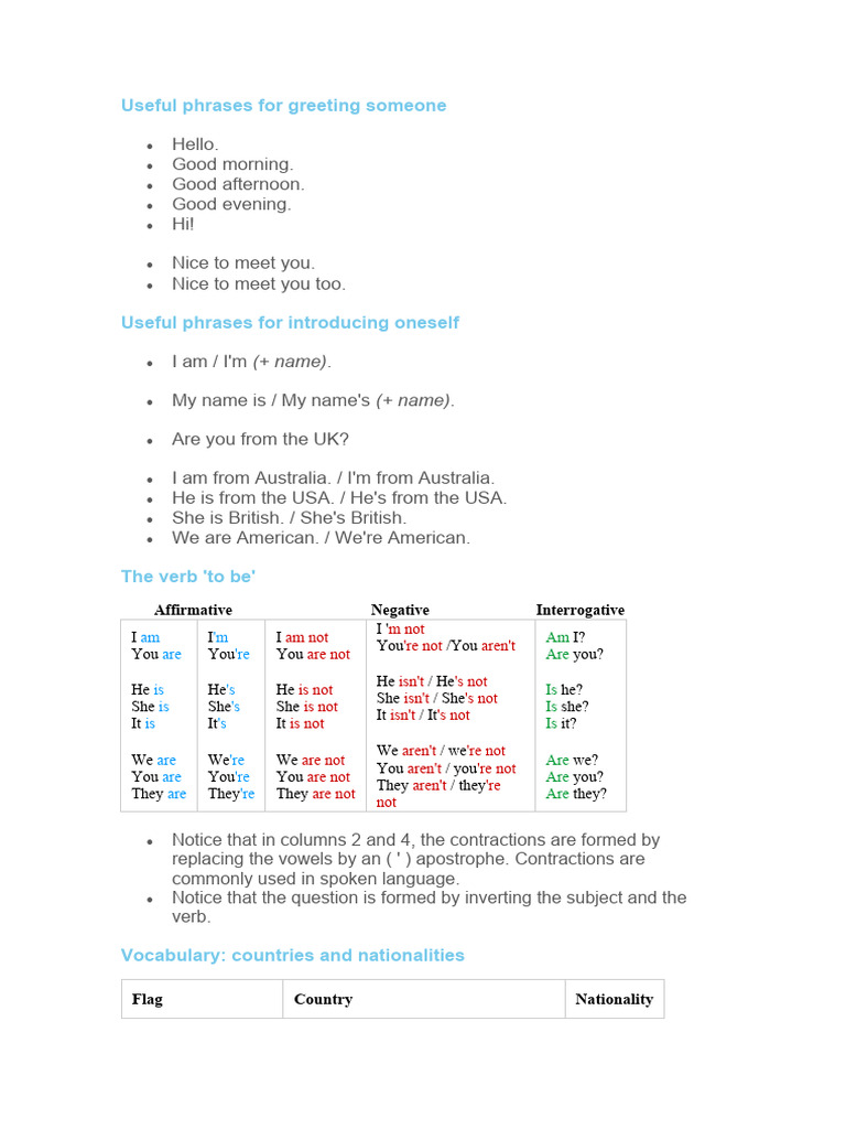 Useful Phrases For Greeting Someone | PDF