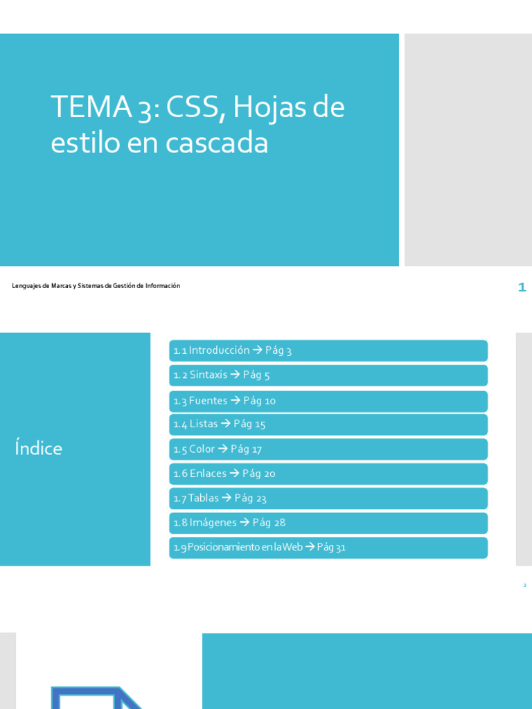 TEMA 3 - CSS, Hojas de Estilo en Cascada | PDF TEMA 3 - CSS, Hojas de Estilo en Cascada | PDF