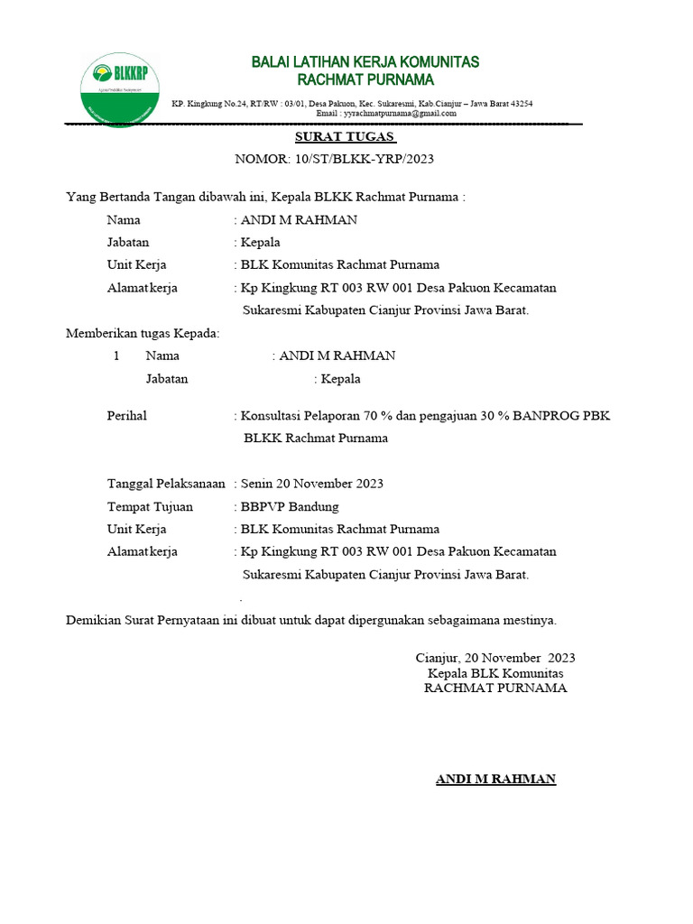 SURAT TUGAS 2023 Tahap 2 | PDF