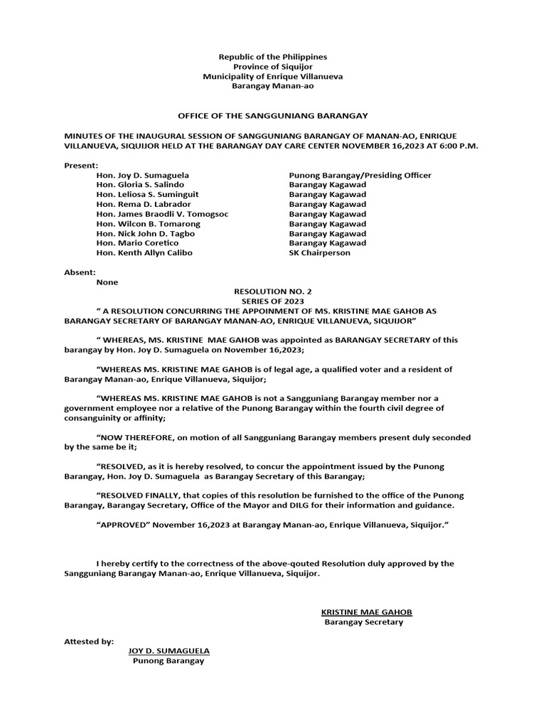 Resolution (Appointed Treasurer) | PDF