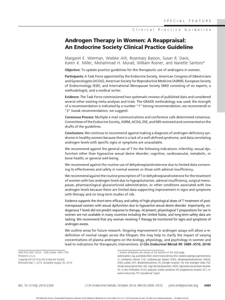 Terapia Androg en Mujers. Endocrin Soc 2014 | PDF | Self-Improvement ...